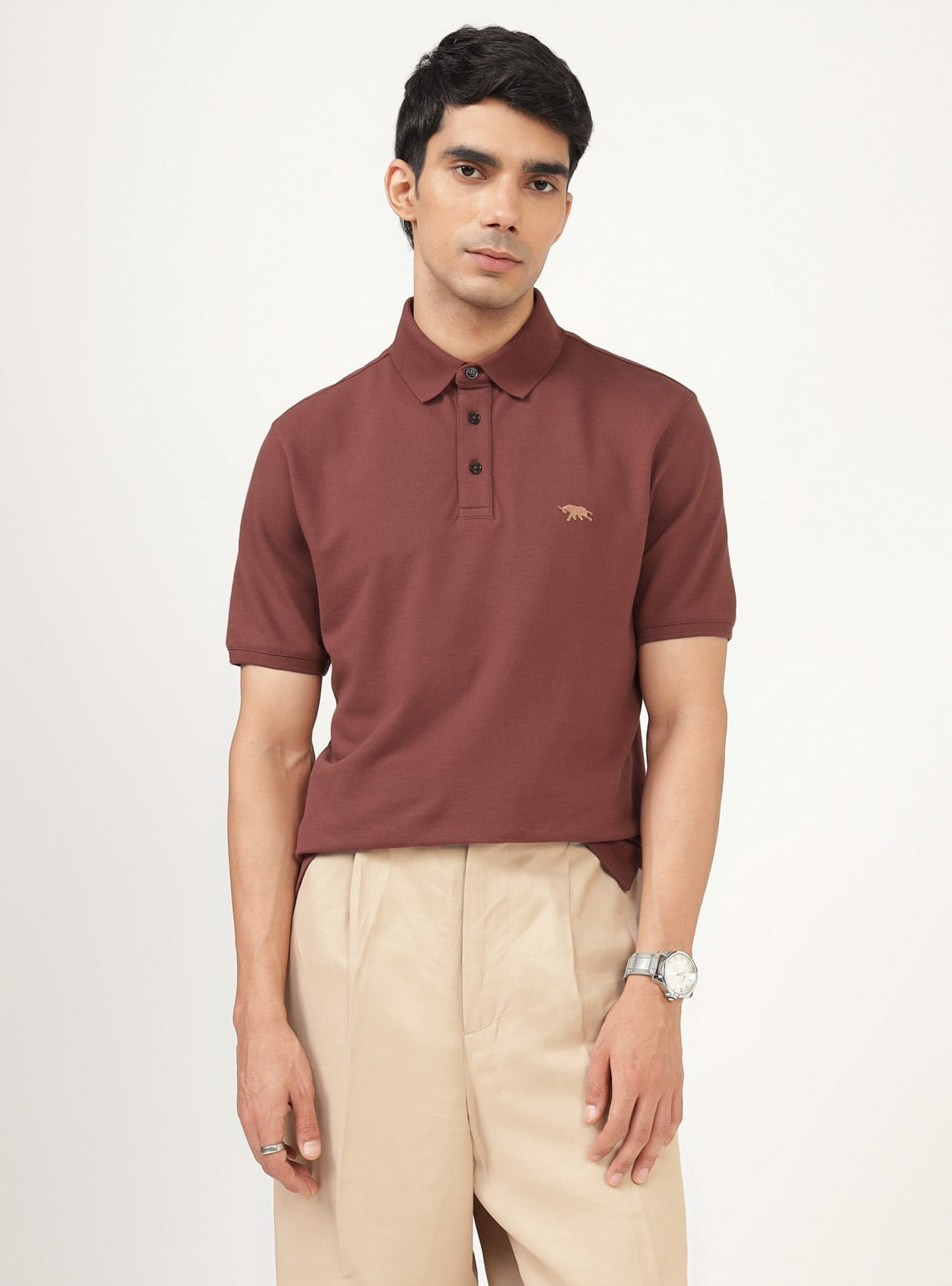 Buy Tuscan Red Pique Polo | Rust Rust Solid Polo for Men Online | Andamen