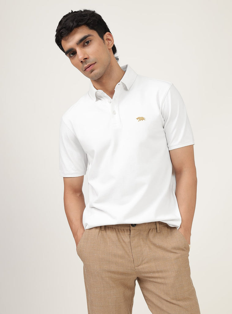 Buy Alto White Pique Polo | White White Solid Polo for Men Online | Andamen