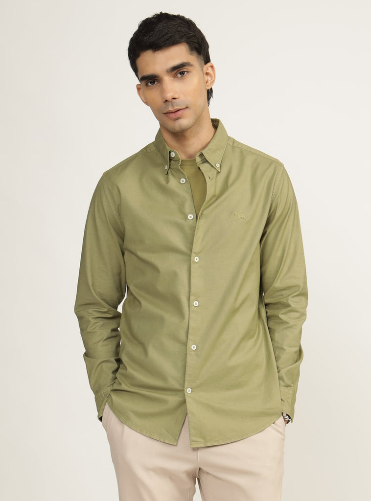 Buy Tallow Green Shirt | Casual Green Solid Shirt for Men Online | Andamen
