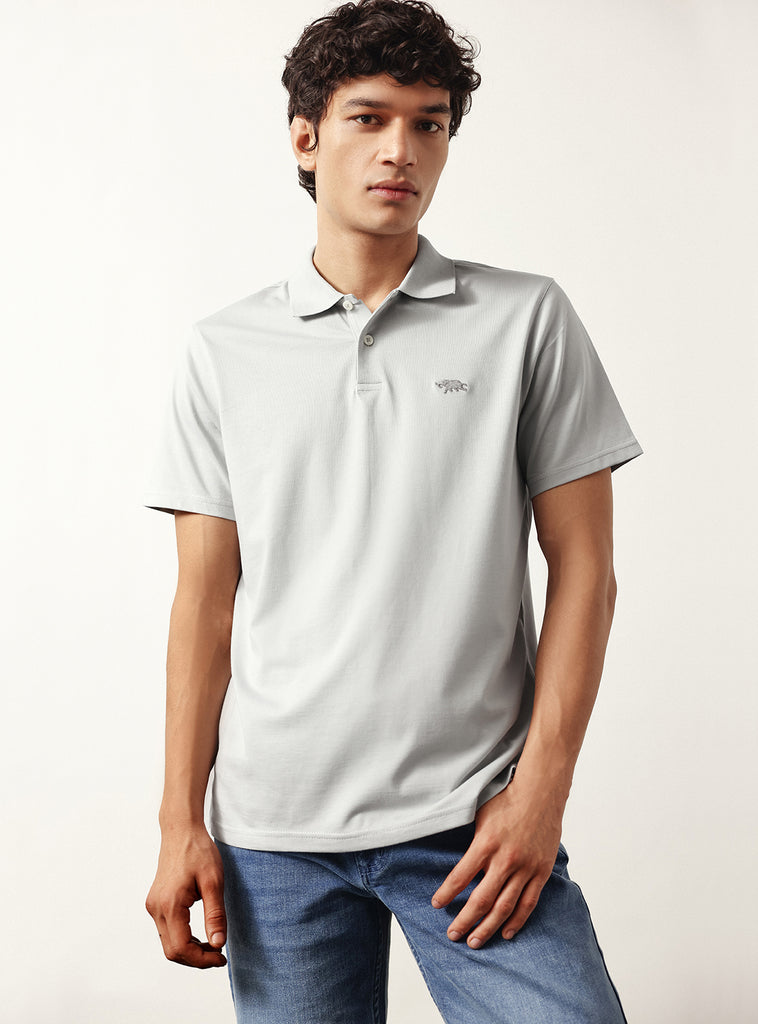 Buy Platinum Grey Cotton Polo | Casual Grey Solid Polo for Men Online ...