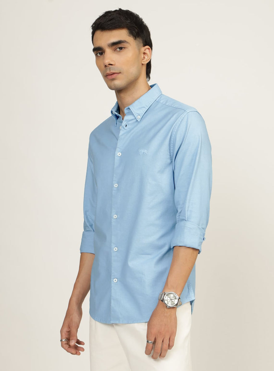 Buy Casper Blue Shirt | Casual Blue Solid Shirt for Men Online | Andamen