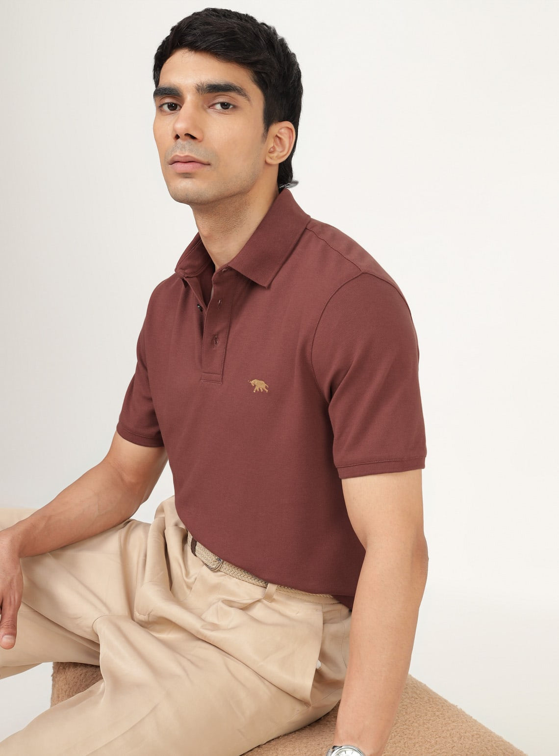 Buy Tuscan Red Pique Polo | Rust Rust Solid Polo for Men Online | Andamen