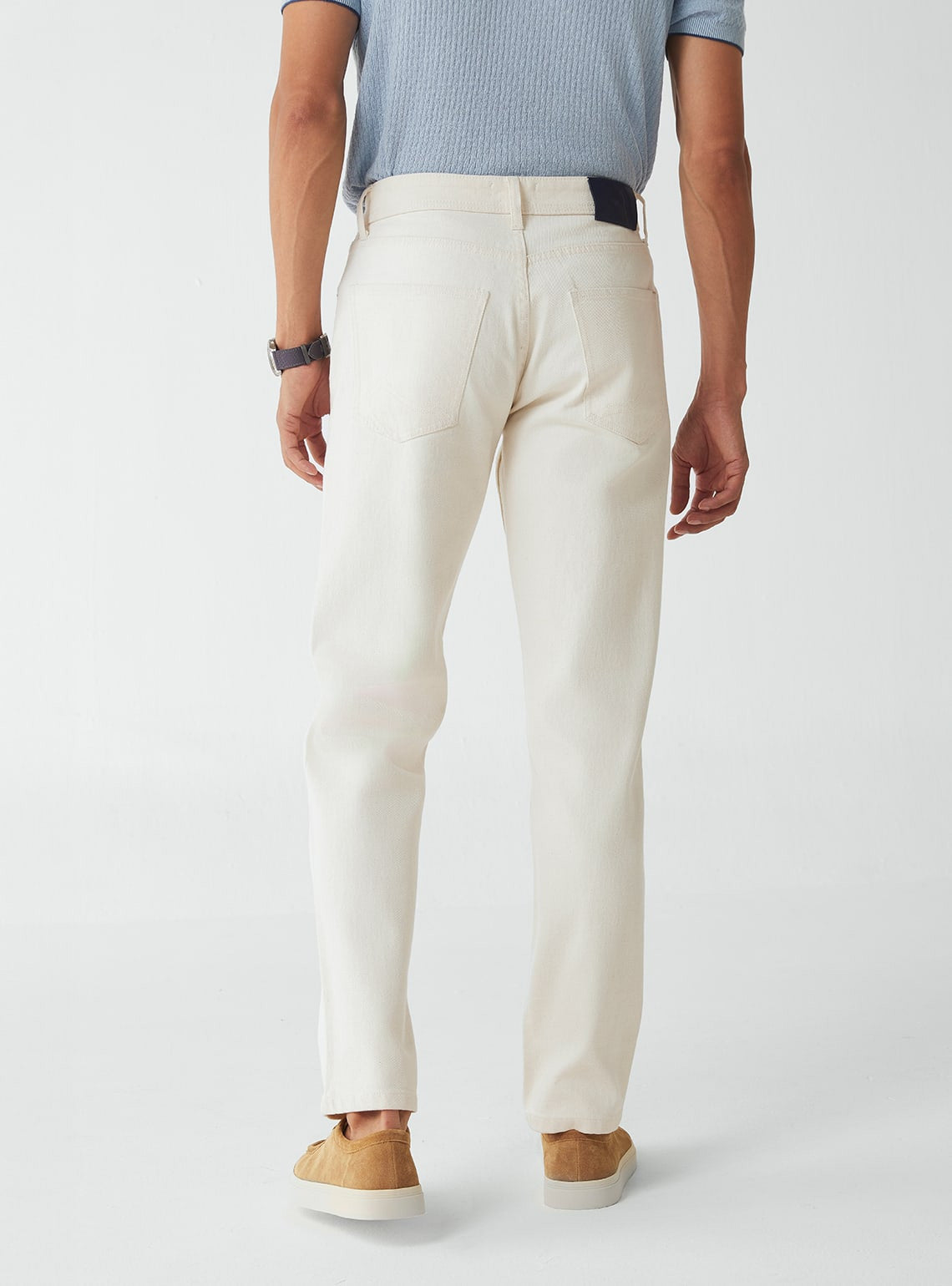 Buy Platinum Jeans | Casual Off-White Solid Jeans for Men Online | Andamen