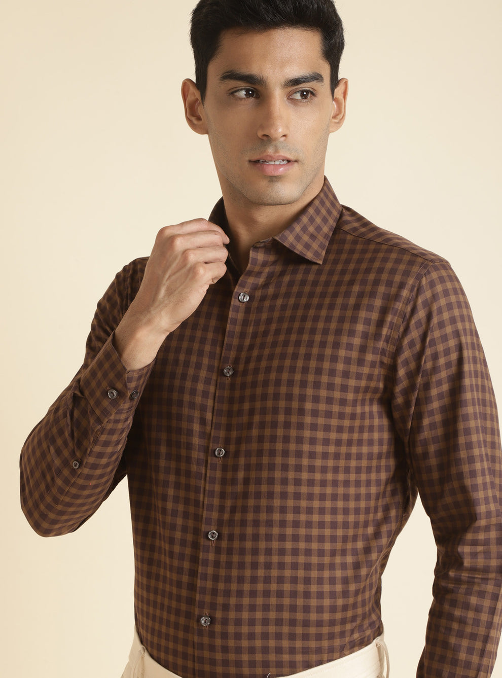 Buy Tawny Brown Check | Formal Brown Check Shirt for Men Online | Andamen