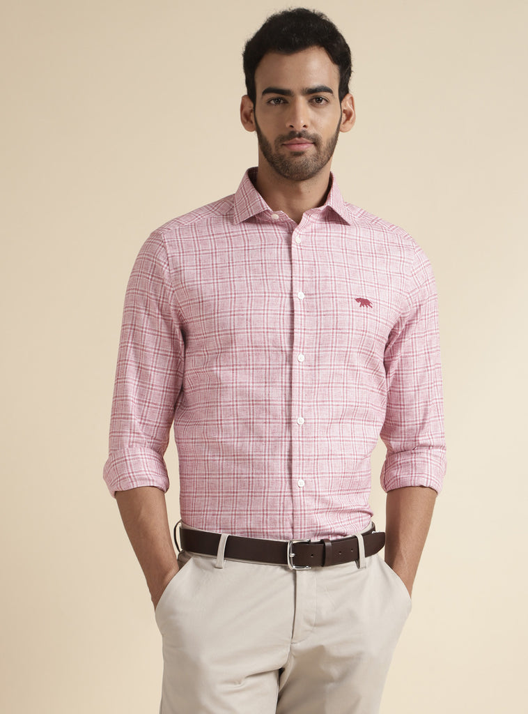 Buy Ceramic Red Grid | Semi Formal Red Semi Formal Shirts for Men ...