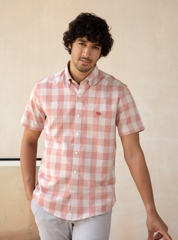 Andamen Clamshell Check Half Shirt