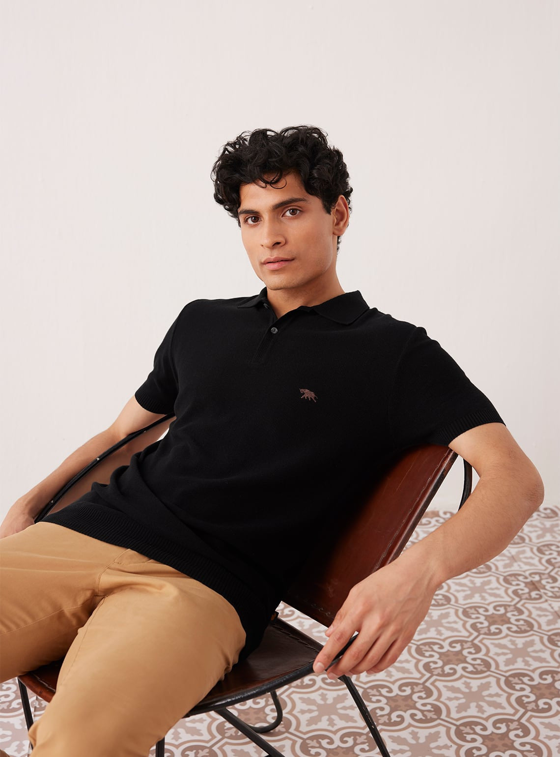Buy Jet Knit Polo | Casual Black Solids Polos for Men Online | Andamen