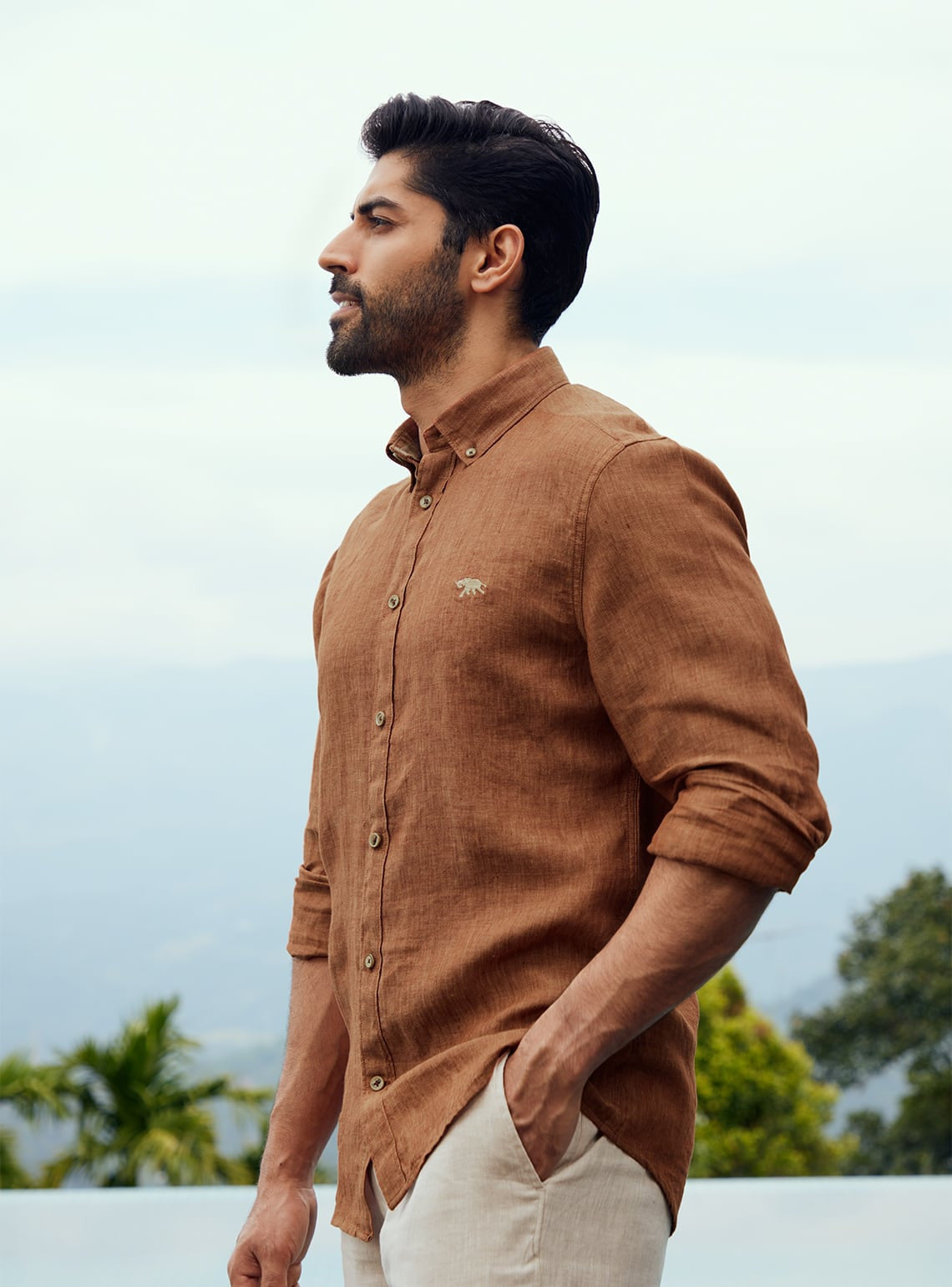 Buy Coconut Brown Shirt | Casual Brown Chambray Shirts for Men Online ...
