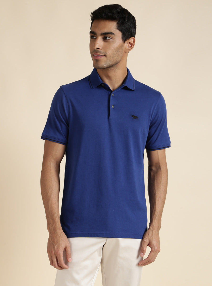 Buy Azure Polo | Casual Blue Solid Polos & Tees for Men Online | Andamen