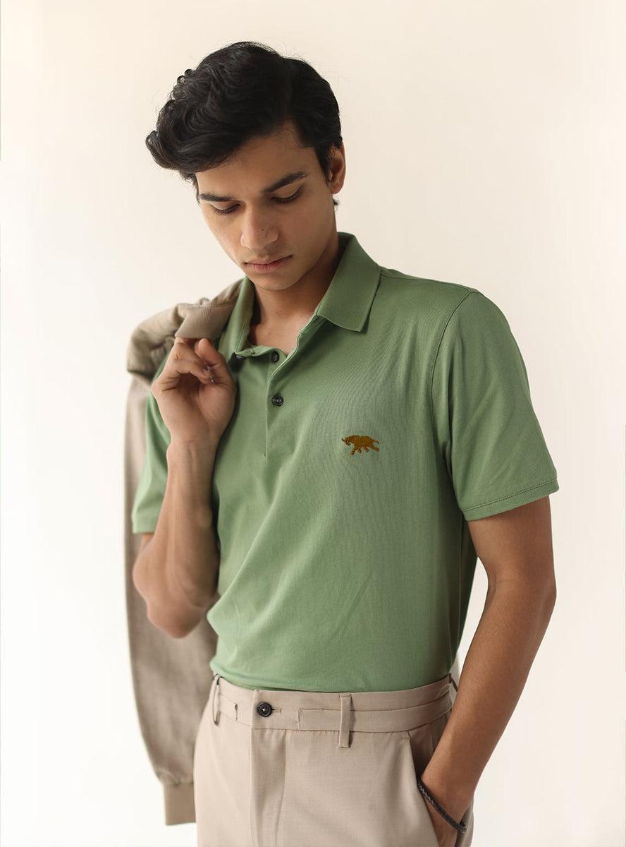 Buy Matcha Green Polo | Casual Green Solid Polo for Men Online | Andamen
