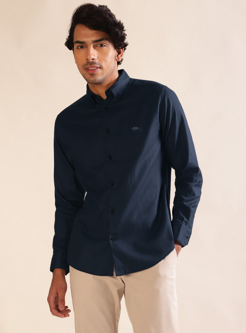 Andamen Dark Navy Dobby Full Shirt