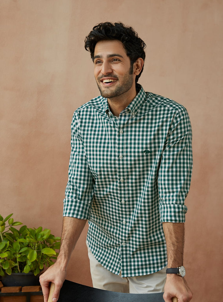 Buy Cyprus Green Check | Regular/Slim Green Check Shirt for Men Online ...