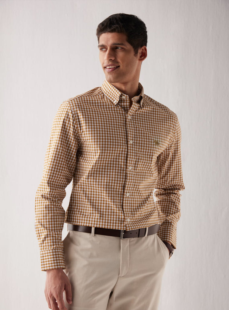 Andamen Dark Tan Check Shirt