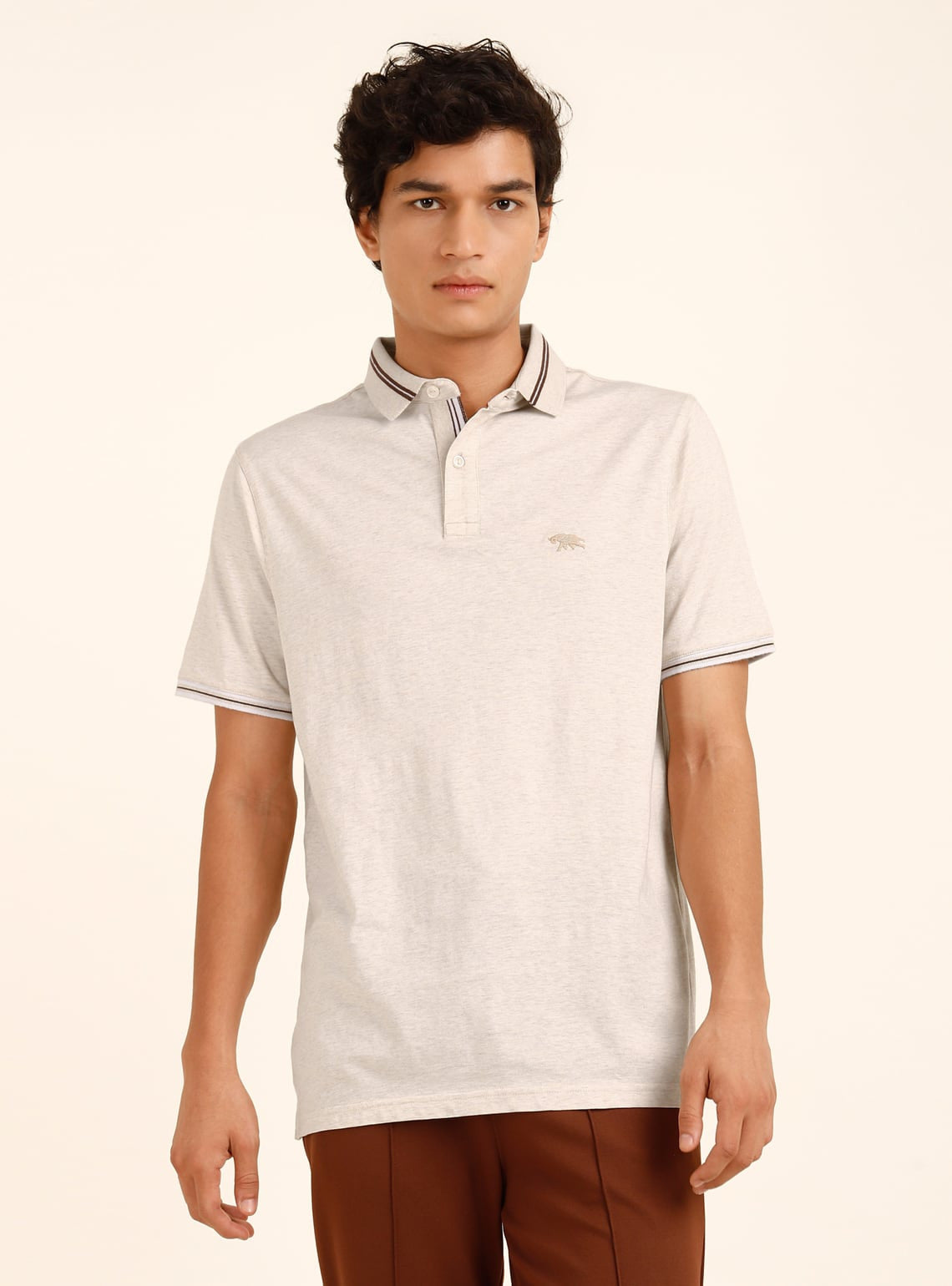 Buy Beach Melange Polo | Casual Beige Solid Polos & Tees for Men Online ...