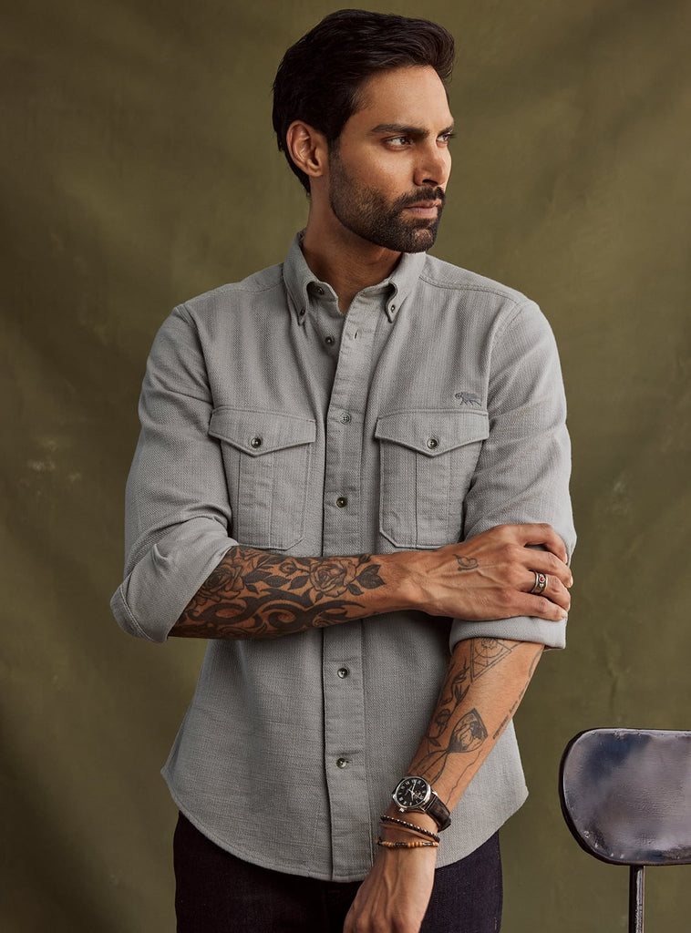 Buy Cliff Grey Explorer | Casual Grey Dobby Shirts for Men Online | Andamen