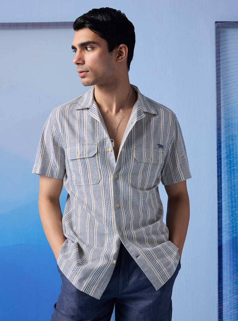 Andamen Resort Indigo Striper Shirt