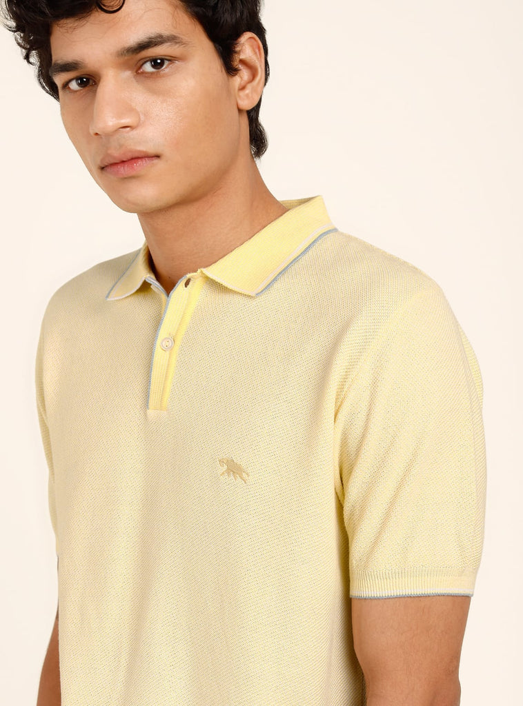 Buy Lemon Custard Polo | Casual Mustard Structure Polos for Men Online ...
