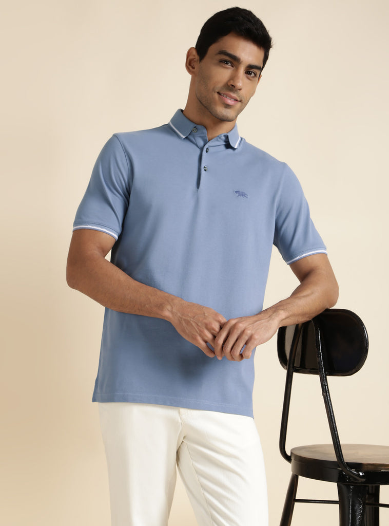 Buy Arctic Blue Polo | Casual Blue Solid Polos & Tees for Men Online ...