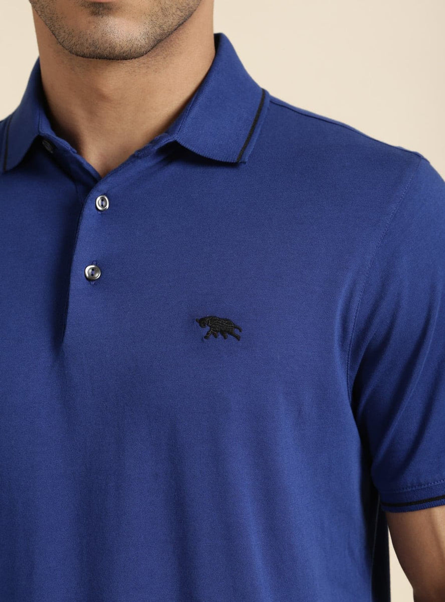 Buy Azure Polo | Casual Blue Solid Polos & Tees for Men Online | Andamen