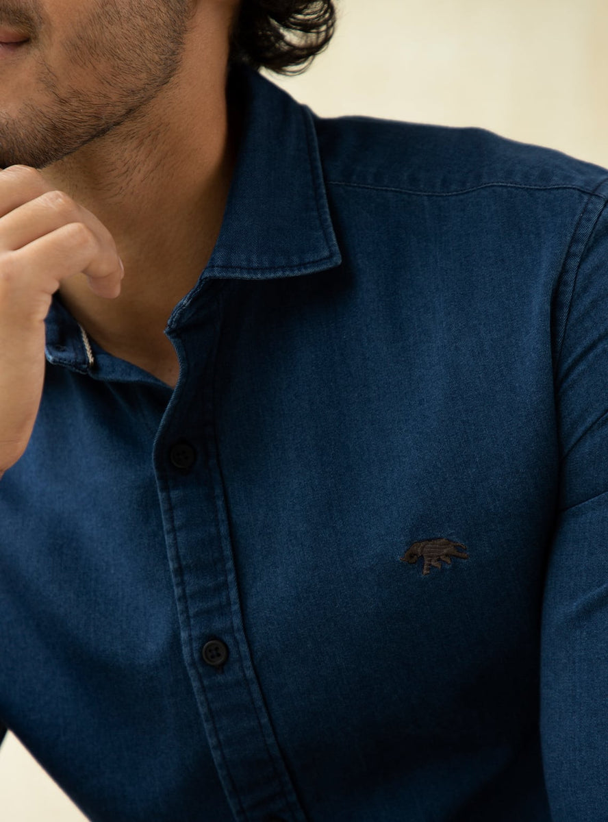 Buy Venice Indigo Shirt | Casual Indigo Solid Shirts for Men Online ...
