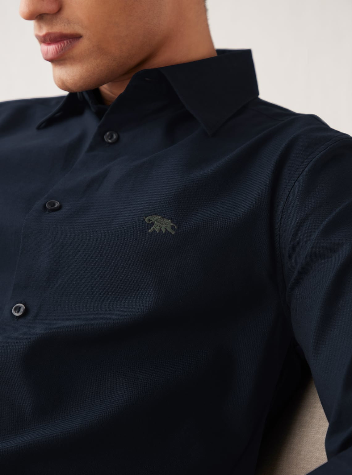 Buy Vulcan Navy Shirt | Semi casual Navy Solid Shirts for Men Online ...