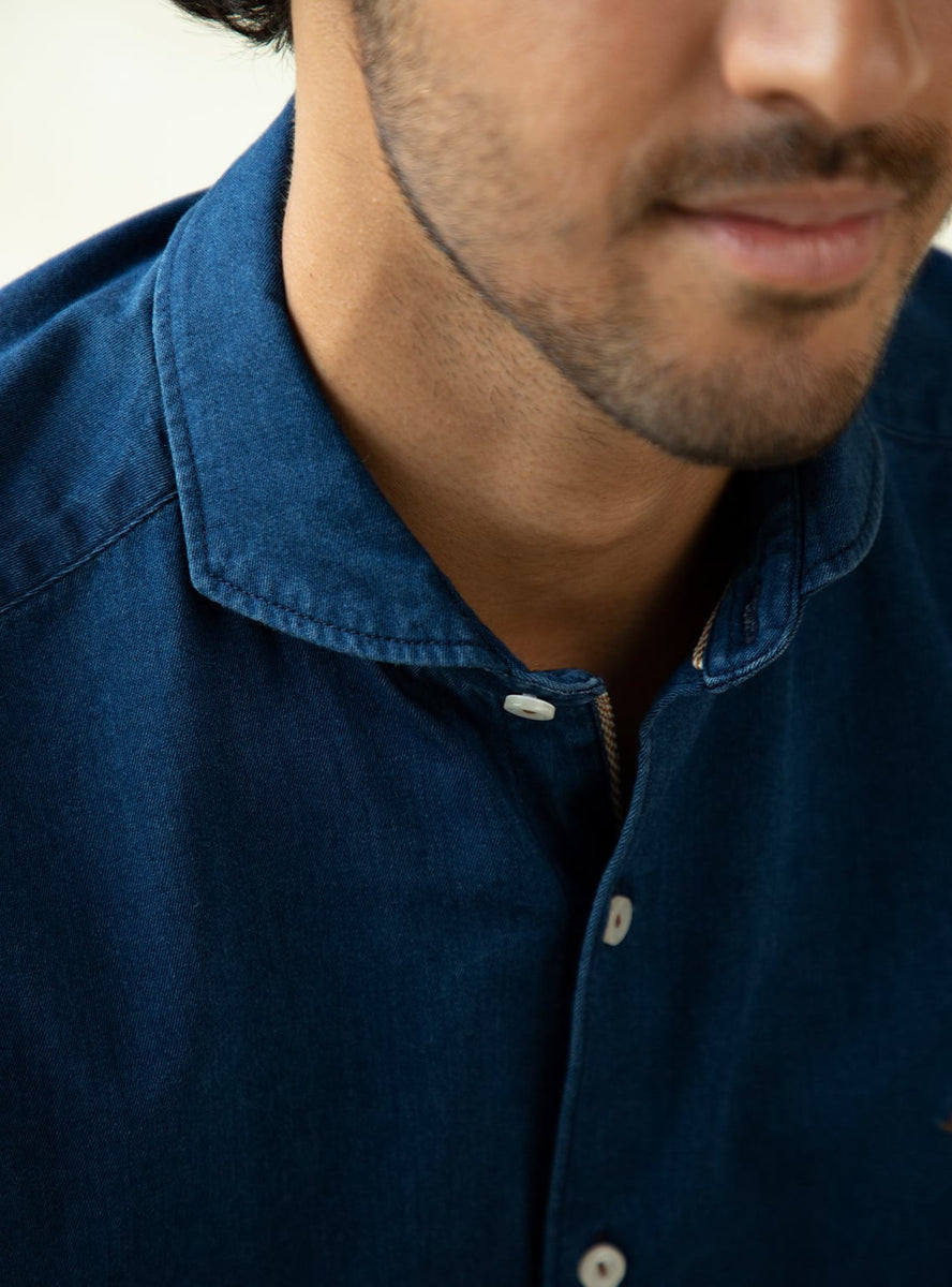 Buy Nile Indigo Shirt | Casual Indigo Solid Shirts for Men Online | Andamen