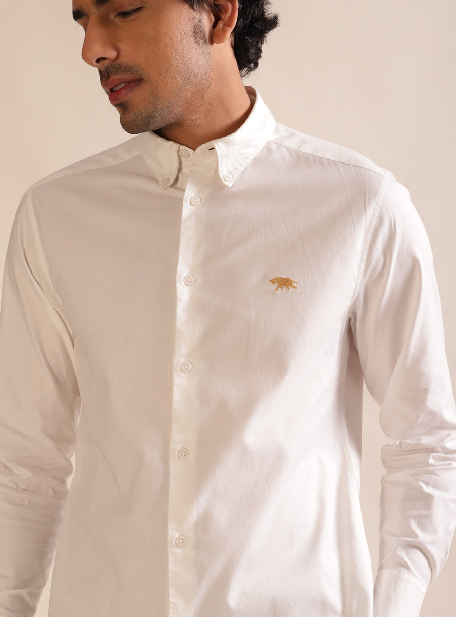 Arctic Shirt - Full Casual White Solid Shirts for Men Online | Andamen