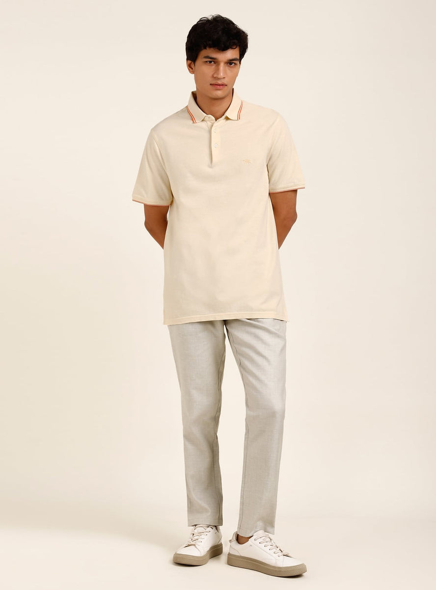 Buy Beige Pique Polo | Casual Beige Structure Shirts for Men Online ...