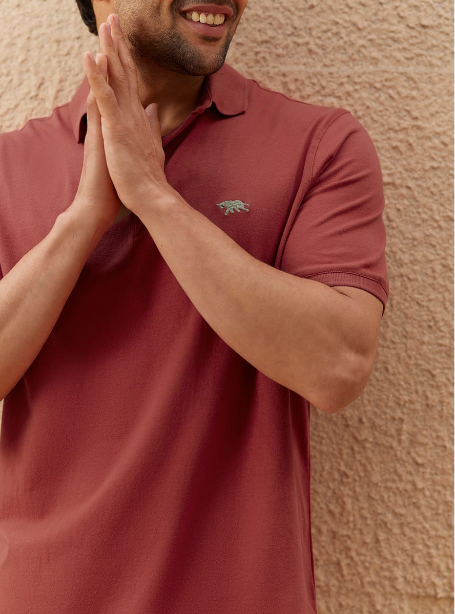 Buy Red Brick Polo | Casual Red Solid Polo for Men Online | Andamen