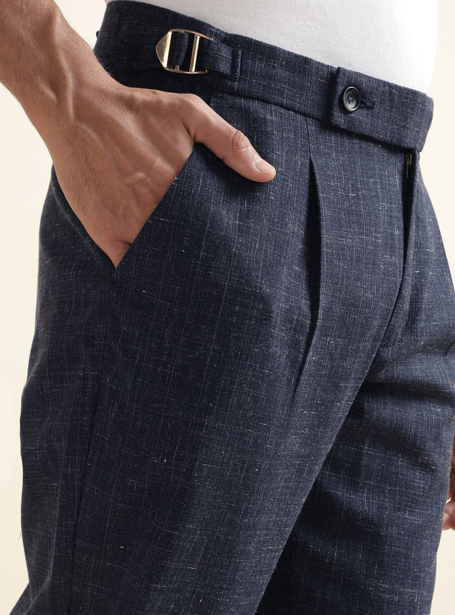 Buy Sapphire Blue Chino | Casual Navy Dobby Chinos for Men Online | Andamen