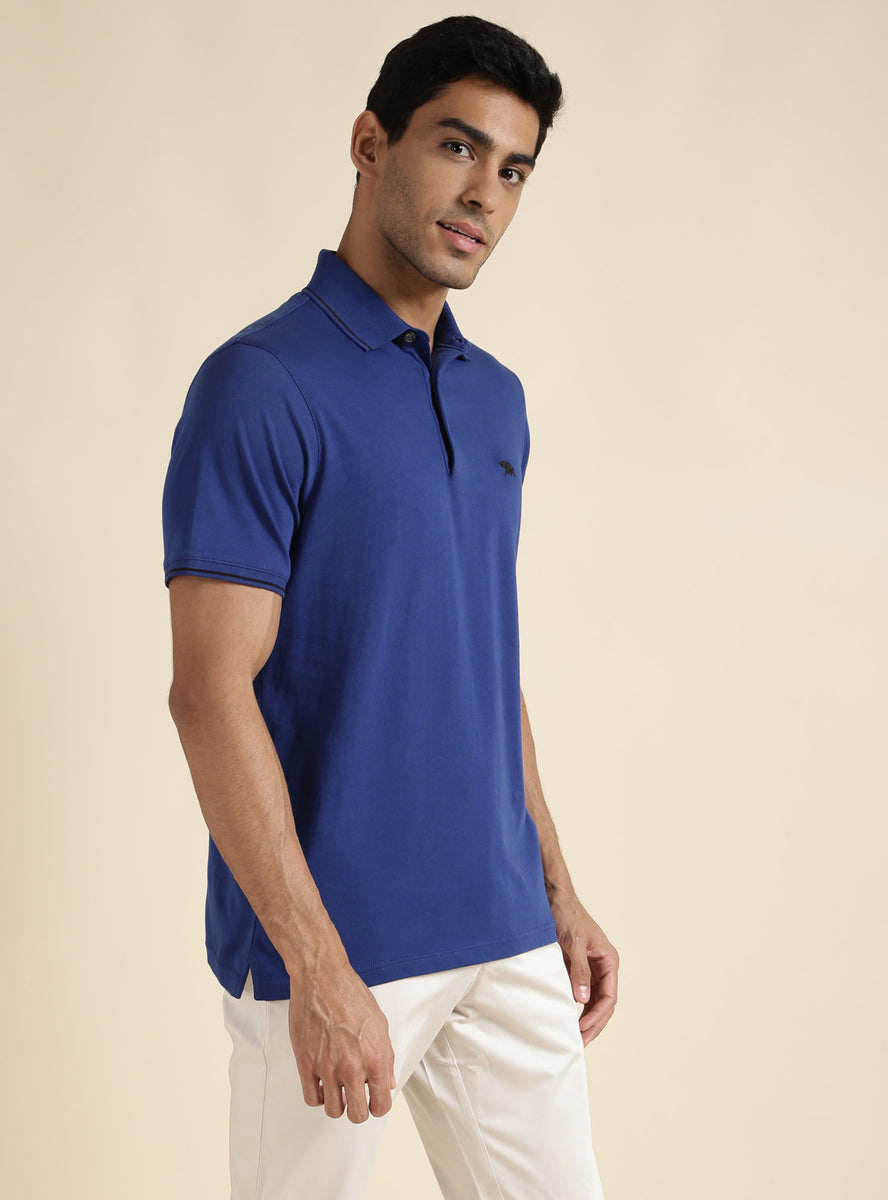 Buy Azure Polo | Casual Blue Solid Polos & Tees for Men Online | Andamen