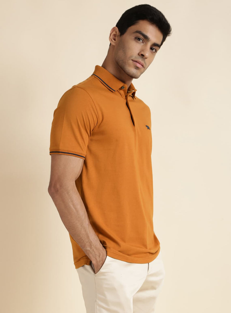 Buy Gold Tipped Polo | Casual Gold Solid Polos for Men Online| Andamen