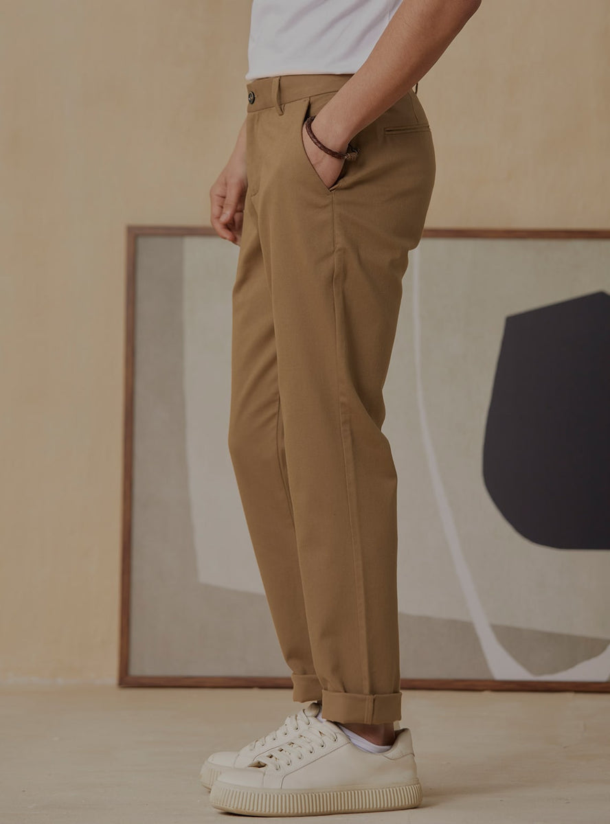 Mahogany Dobby Chino Casual Brown Dobby Chino for Men Online | Andamen