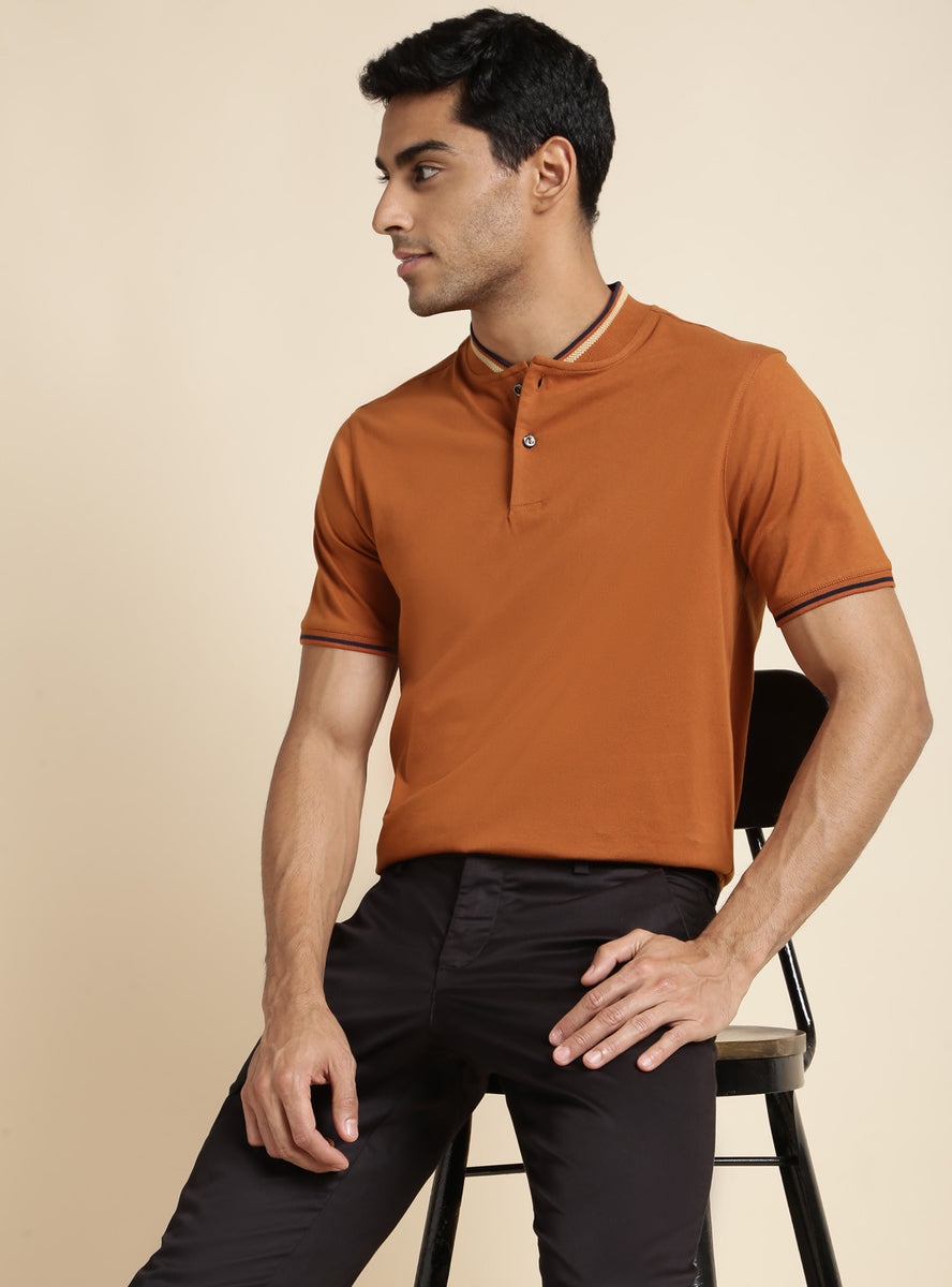Buy Orange Rust Polo | Casual Orange Solid Polos & Tees for Men Online ...