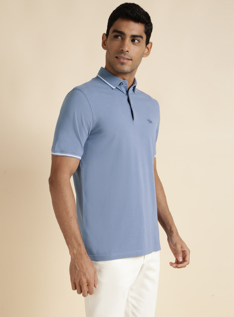 Buy Arctic Blue Polo | Casual Blue Solid Polos & Tees for Men Online ...