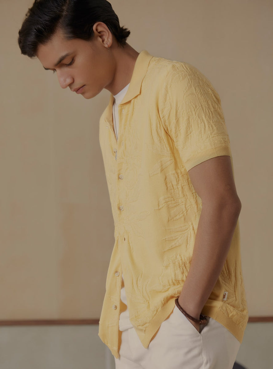 Daffodil Floral Shirt Casual Yellow Solid Shirts for Men Online | Andamen