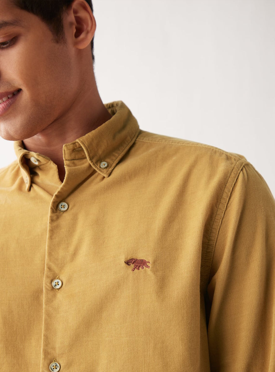Buy Husk Gold Shirt | Casual Mustard Solid Shirts for Men Online | Andamen
