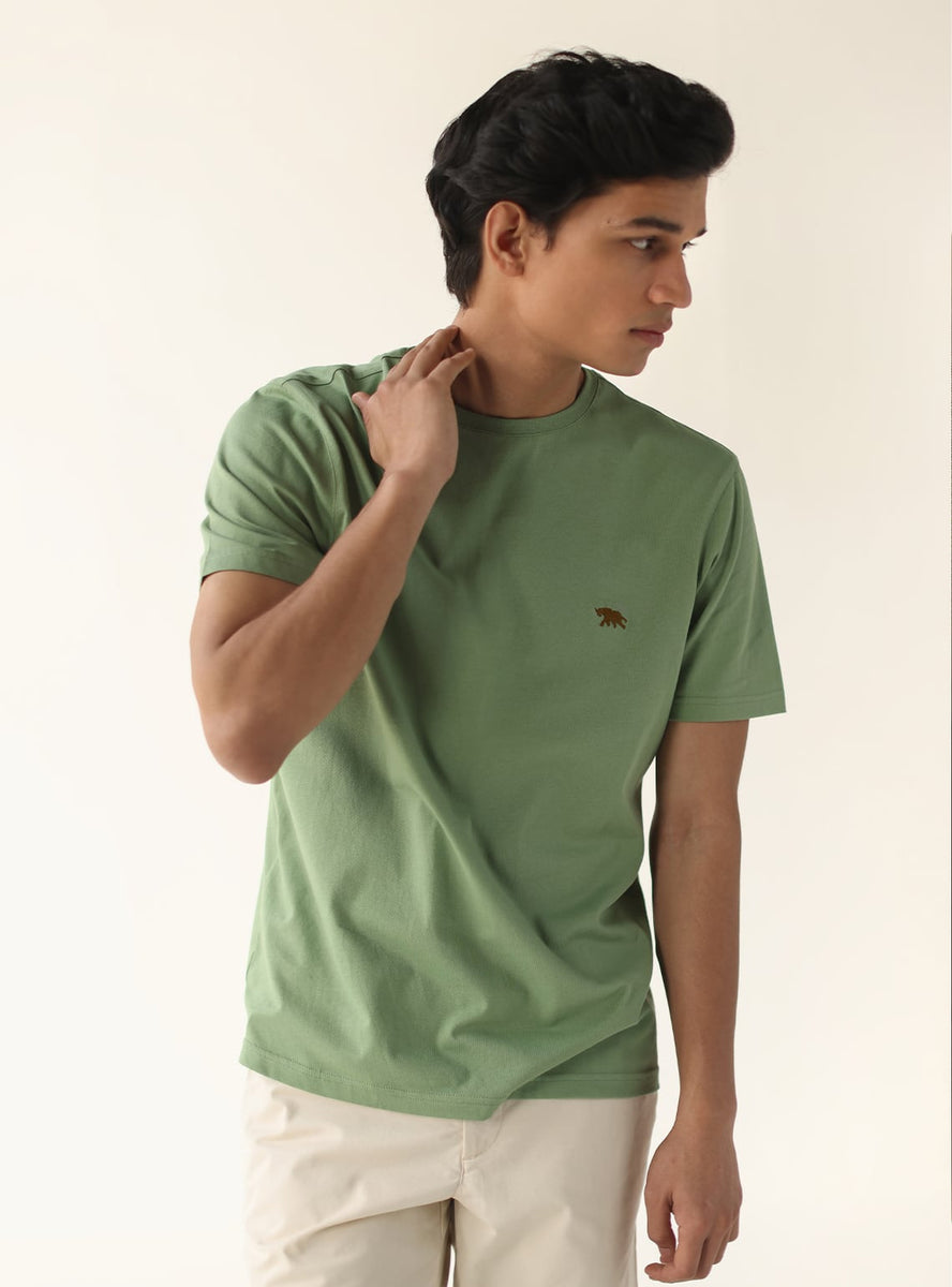 Buy Matcha Crew | Casual Green Solid Crew for Men Online | Andamen