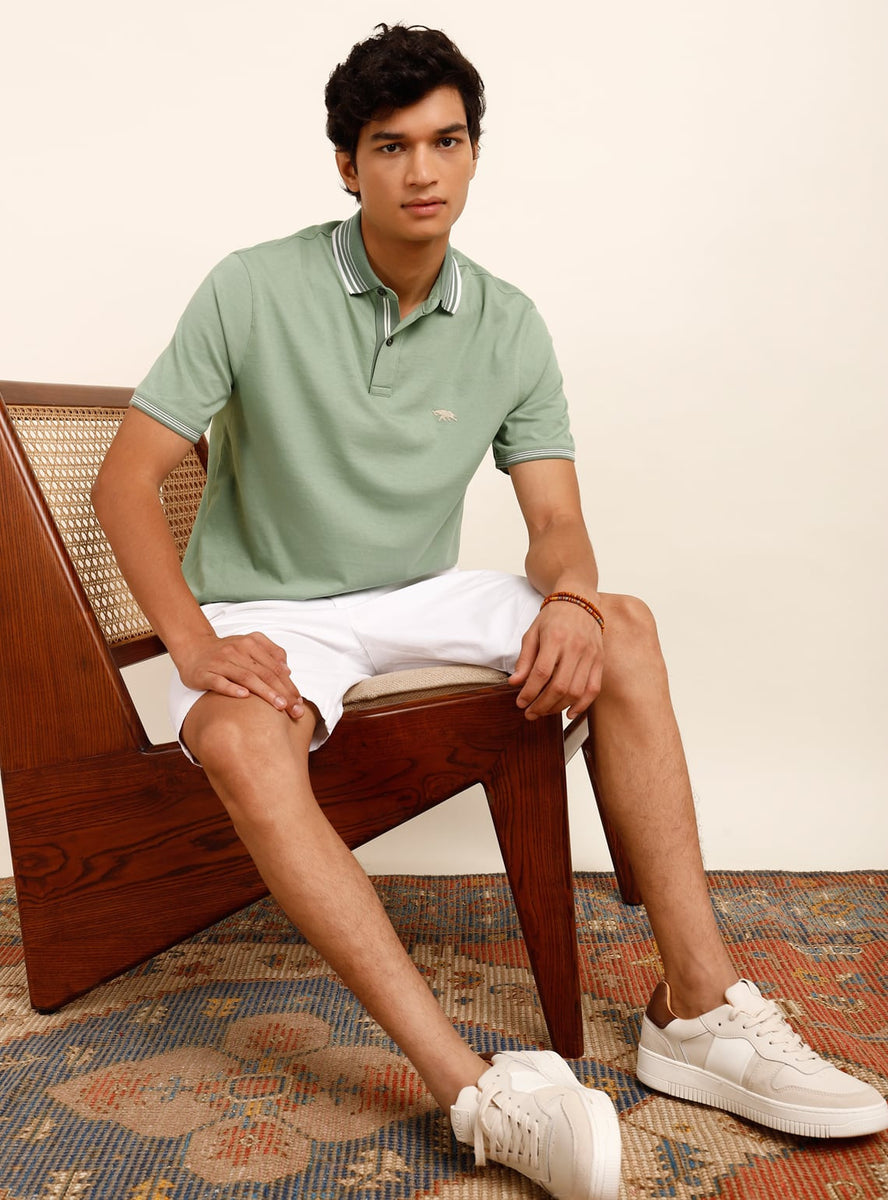 Buy Faded Fern Polo | Casual Green Solid Polos & Tees for Men Online ...
