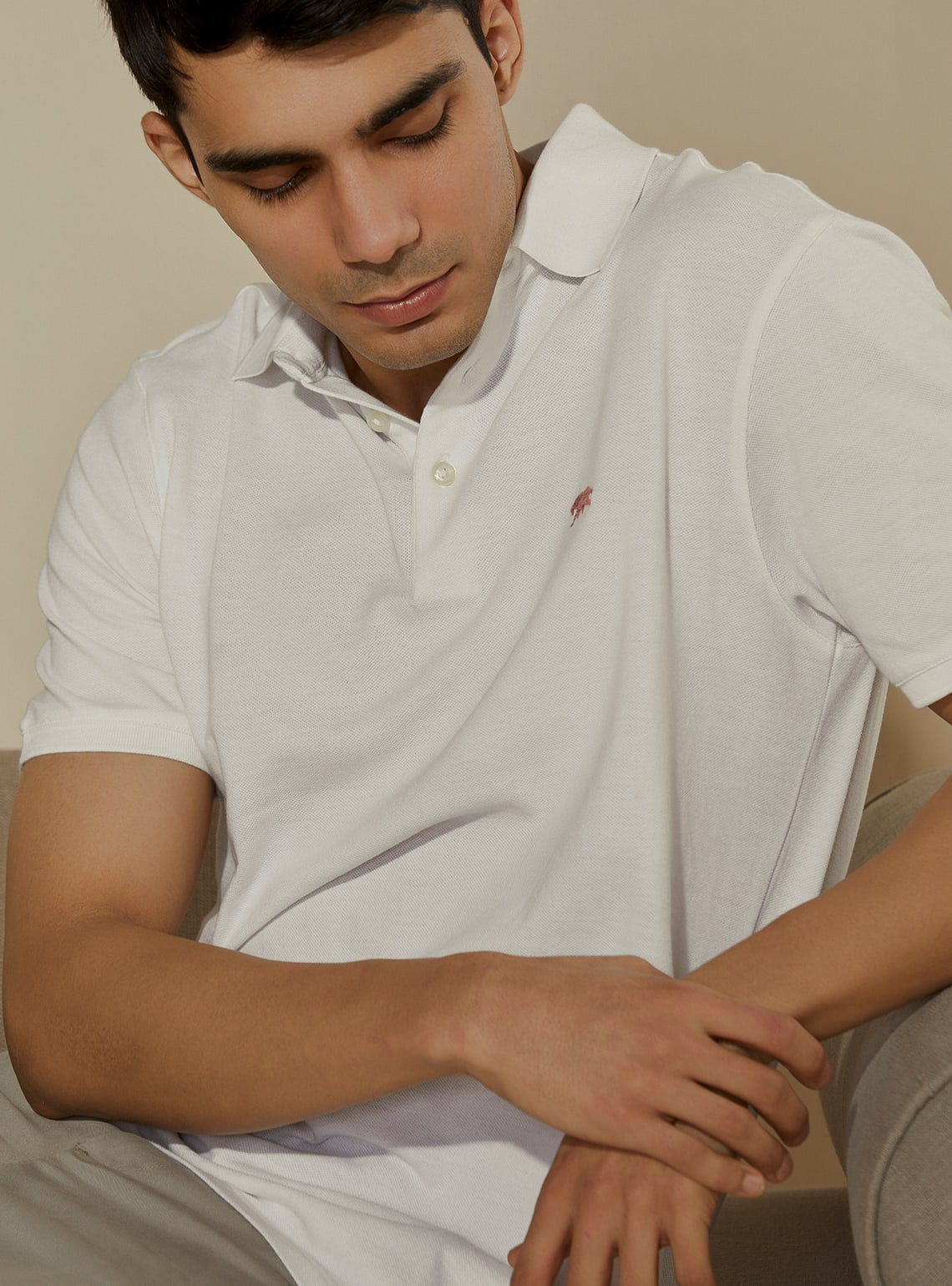 Buy Pure White Pique Polo | Casual White Solid Polos for Men Online ...