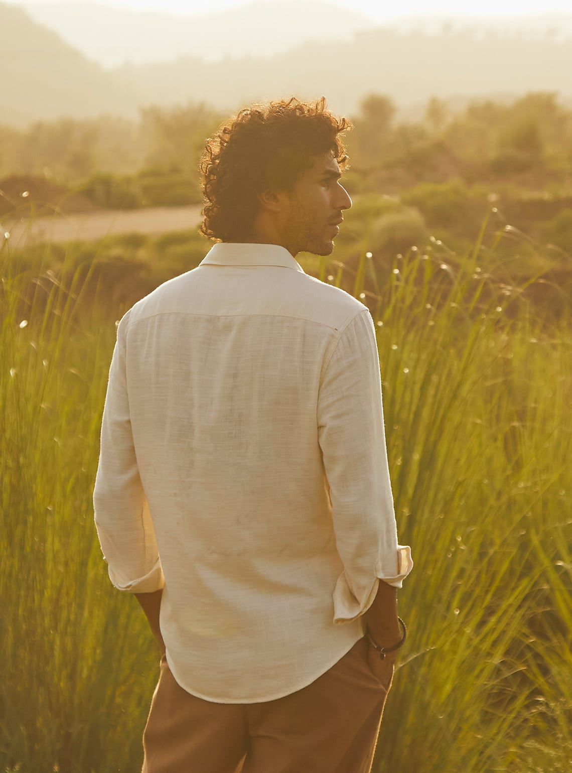 Buy Creamy White Shirt | Semi Formal Off-White Solid Shirts for Men ...